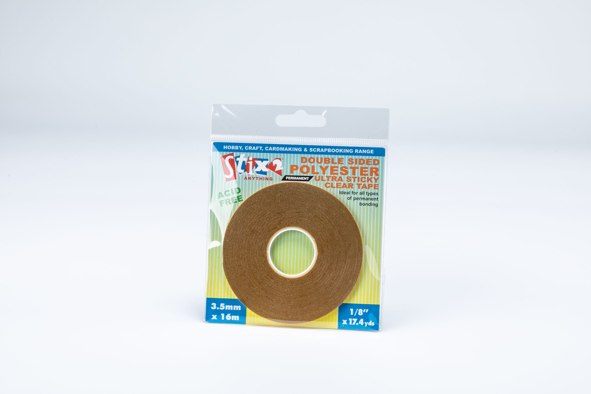 Double Sided Polyester Ultra Sticky Clear Tape - 3.5mm x 16m - Stix2