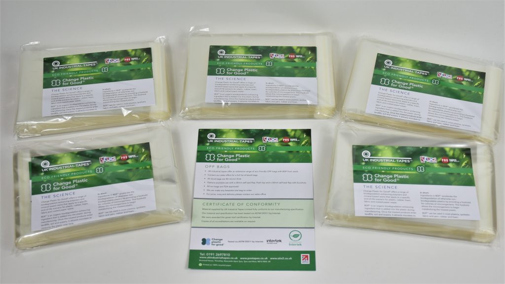 Biodegradable 40 Micron Self Seal OPP Bags - 105mm x 105mm + 30mm flap ...
